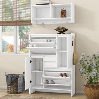 Sleek Ventilated Shoe Cabinet with Versatile Storage,Durable Particle ...