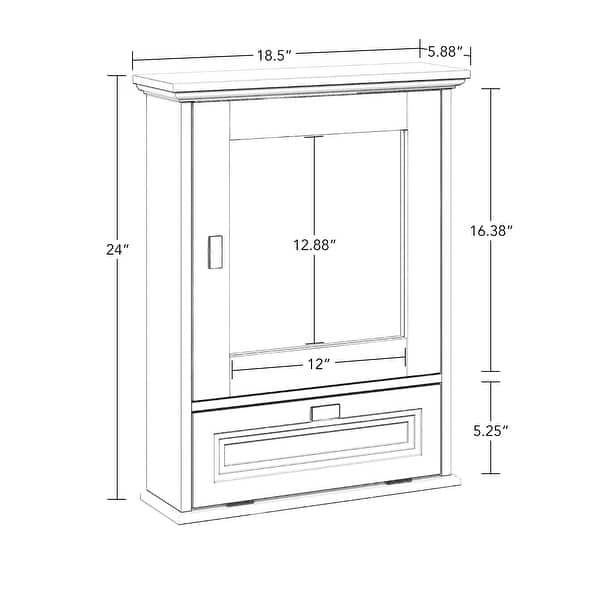 Geneva Wall Cabinet with Mirror and Layered Drop-Down Door – White ...