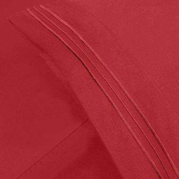 4 PC Red Sheet Set 2000 Embroidery Soft Cozy 12" Deep Pocket - On Sale ...