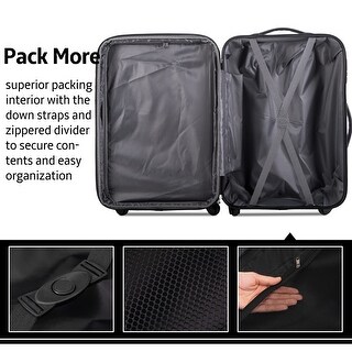 Blue+Black 3 Piece HardsideTrunk Sets TSA Lock Travel Suitcase Camp ...