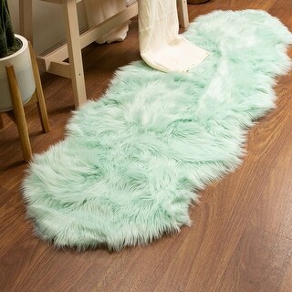 Super Soft Faux Sheepskin Furry Shaped Runner 2' x 6' Mint Green - 2' x ...