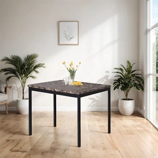 Metal Counter Height Dining Table with Laminated Faux Marble Top - Bed ...