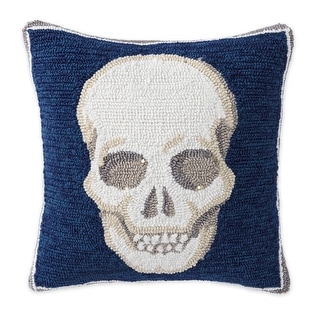 Indoor Outdoor Lighted Hooked Pillow Skull Halloween 18"x18" - Bed Bath ...