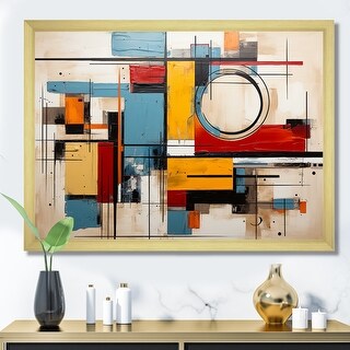 Designart "Geometric Colorful Atmosphere" Modern Geometric Framed Wall ...