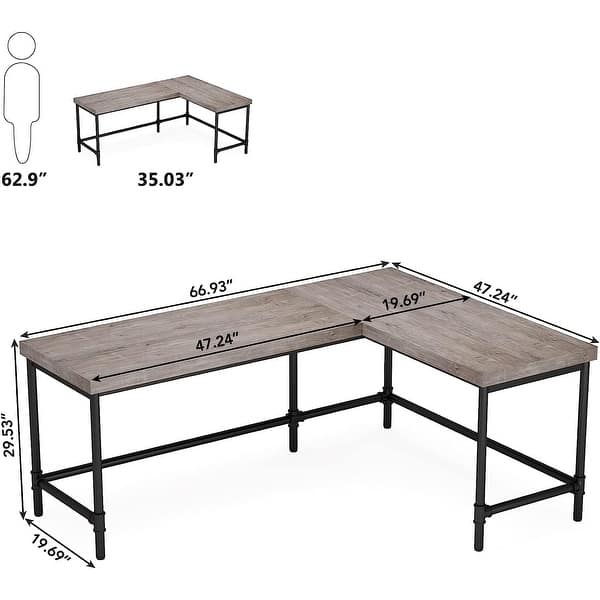Tribesigns L-Shaped Desk, 67 inch Industrial Corner Computer Office ...