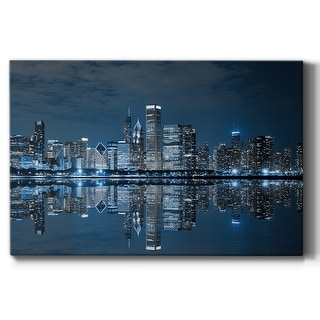 Chicago At Night Premium Gallery Wrapped Canvas - Ready to Hang - Bed ...