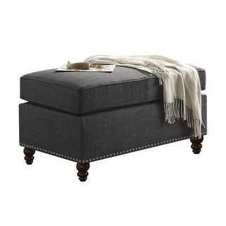 Carlson Charcoal Rectangle Ottoman with Nailhead Trim - Bed Bath ...