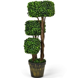 3 Ft Artificial Boxwood Topiary Tree Decorative Triple Square Plant - 3 ...