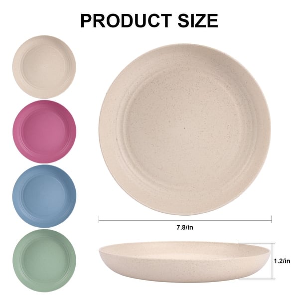 7.8in Wheat Straw Plates For Kitchen, Lightweight Wheat Straw Fiber ...