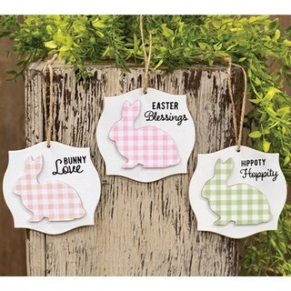 Layered Buffalo Check Easter Bunny Blessings Ornament 3 Asstd. - 4” by ...
