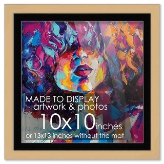 10x10 Natural Frame Matted for 10x10 Picture or 13x13 Poster Without ...