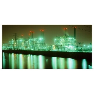 Power station illuminated at night, Haynes Generating Station, San ...