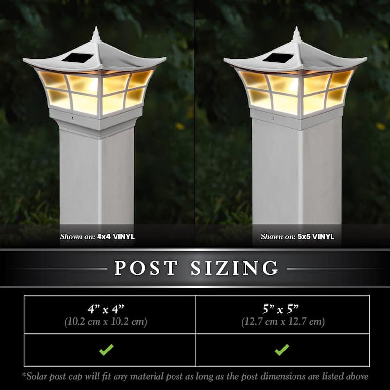 Classy Caps 5x5 White PVC Ambience Solar Post Cap (Set of 2) - On Sale ...