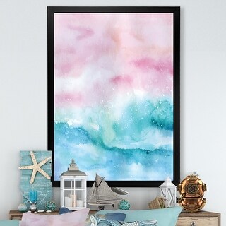 Designart "Abstract Ocean Pink And Blue Waves III" Nautical & Coastal ...