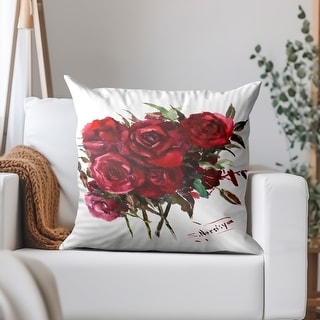 Deep Red Burgundy Roses - Decorative Throw Pillow - Bed Bath & Beyond ...