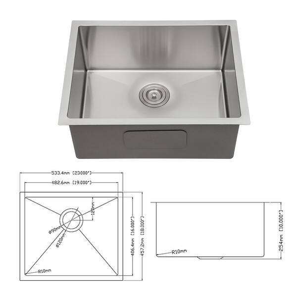 Undermount Stainless Steel 16 Gauge Single Bowl Kitchen Sink Basin ...