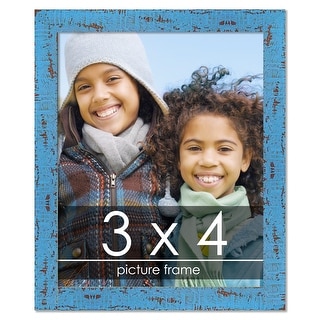 3x4 Shabby Chic / Farmhouse Blue Wood Picture Frame - UV Acrylic, Foam ...