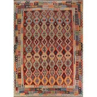 Reversible Kilim Rug Flatweave Multi-Color Wool Carpet - 10'2"x 12'10 ...