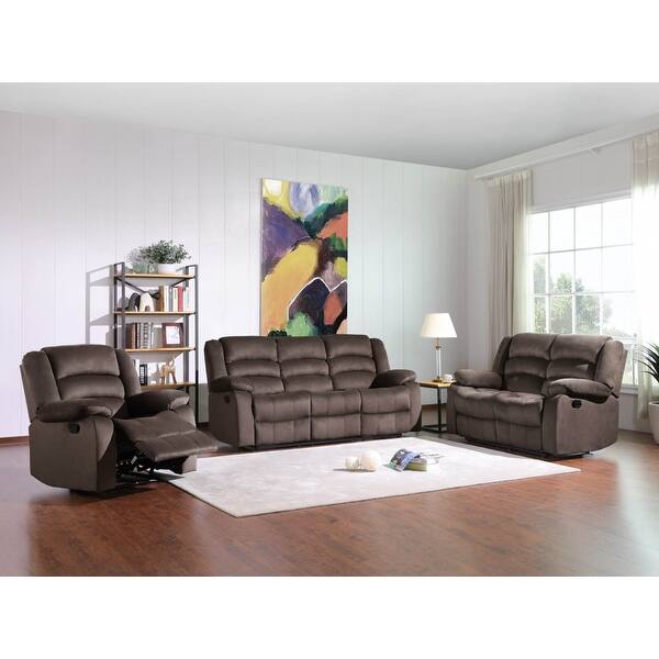 HomeRoots Living Room Contemporary Brown Fabric Sofa Set - 40"Hx178 ...