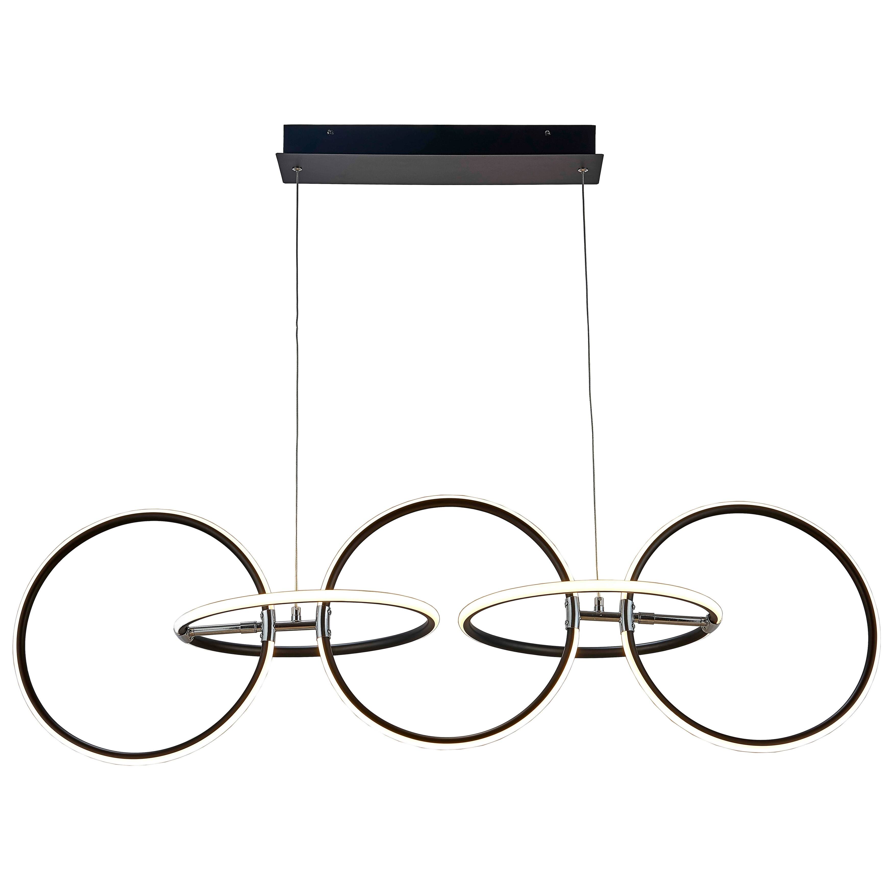 5 Light LED Array Pendant in Black Finish, Chained Ring Design - Black ...