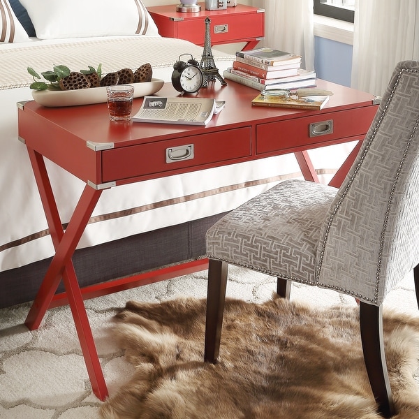 Campaign wood writing desk with drawers store