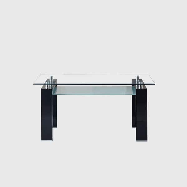 Double-Layer Tempered Glass Rectangular Dining Table - Bed Bath & Beyond - 37540522