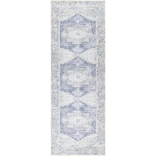 Domani Grove Machine Washable Distressed Grey Medallion Area Rug - Bed ...
