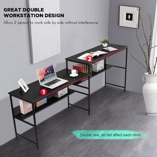 New Sit + Stand Table Double Workstation With Storage Large Dual Work ...
