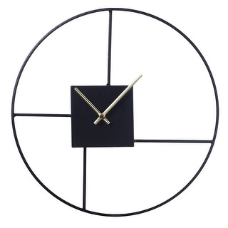 Modern Round Metal Wall Clock - Black, Gold Finish - Bed Bath & Beyond ...