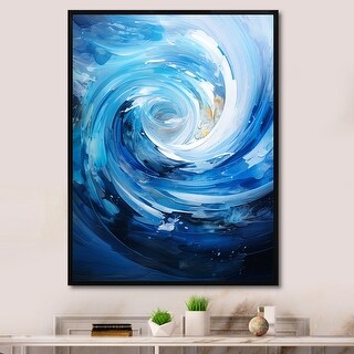 Designart "Blue Swirl Wave Spiral II" Abstract Spirals Framed Wall Art ...