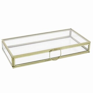 Rectangular Glass Box with Metal Frame and Handle, Small, Brass and ...
