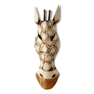 20" African Wooden Tribal Giraffe Mask Hand Carved Wall Plaque Hanging ...