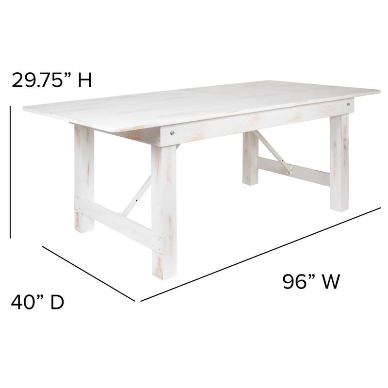 8' x 40" Antique Rustic Folding Farm Table and Four Bench Set ...