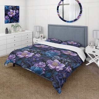 Designart "Moody Flora Moody Patterns" Cottage Bedding Cover Set With 2 ...