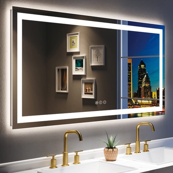 Apmir Full Size Frameless Front and Back LED Lighted Bathroom Vanity ...