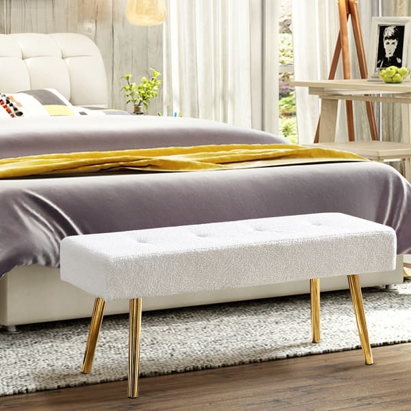 Long Bench Bedroom Bed End Bed Benches With Gold Legs - Bed Bath ...