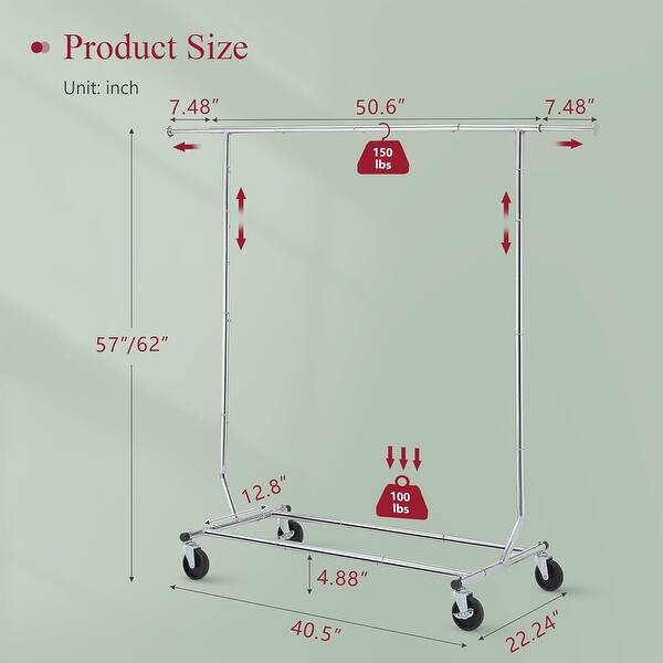 Heavy Duty Hanger Foldable Hanger with Wheels and Retractable Pole - 22 ...
