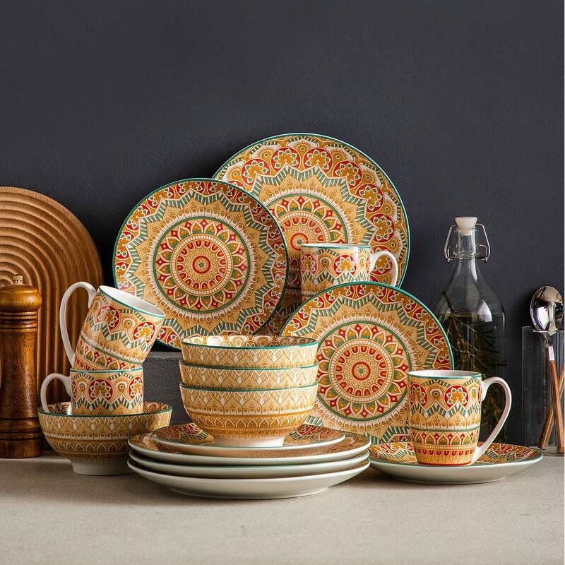 vancasso Mandala Bohemian Porcelain Dinnerware Set (Service for 4 ...
