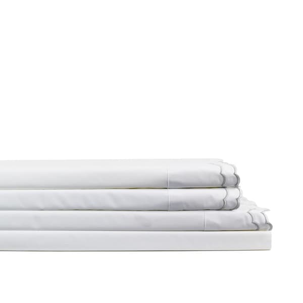 Embroidered Percale Crisp Cotton Double Scallopier Duvet Set and Sham ...