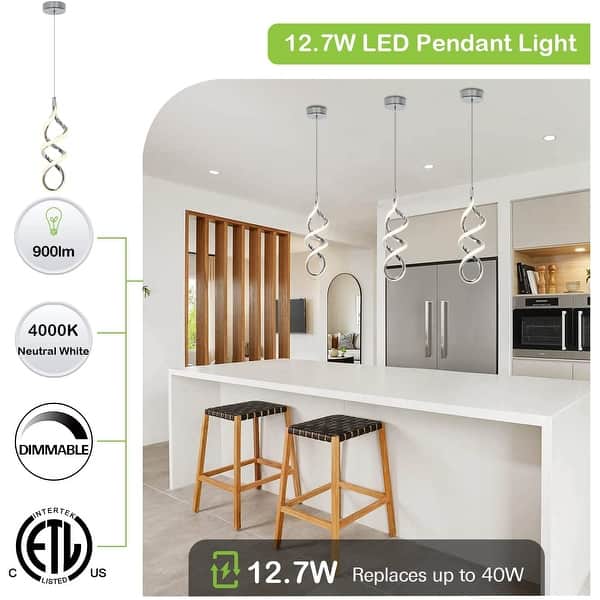 3 pack pendant light integrated LED kitchen lighting modern hanging ...