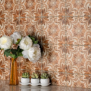 Merola Tile Costa Arena Decor Dahlia 7-3/4" x 7-3/4" Ceramic Floor and ...