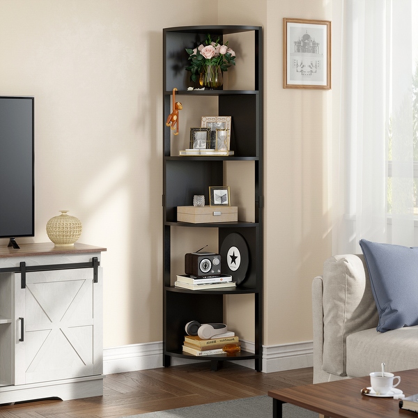 Grey ladder corner shelf store