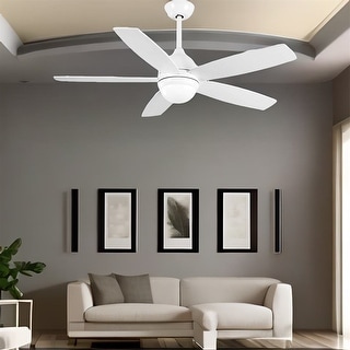 52 Inch Modern White Remote Control Ceiling Fan with Lights - Bed Bath ...