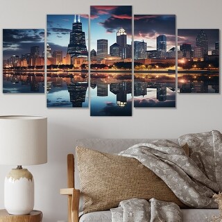 Designart "Chicago Beautiful Cityscape II" Chicago Multipanel Wall Art ...