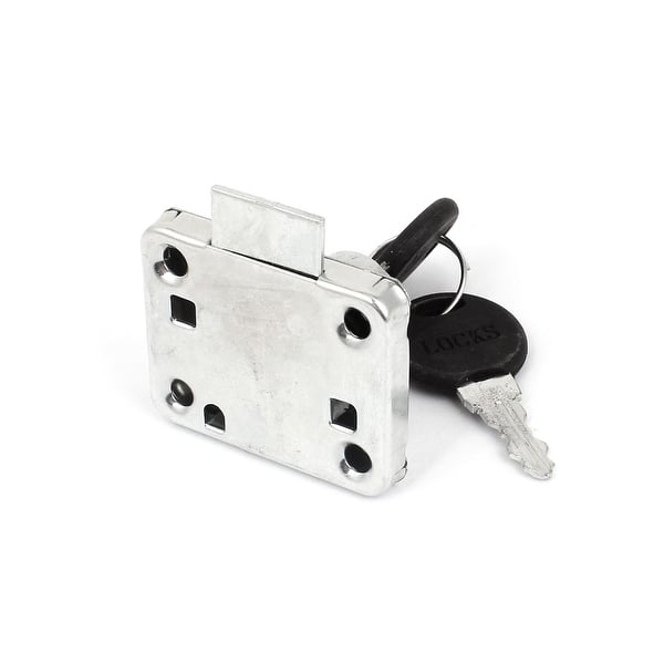 Cupboard Cabinet Security Silver Tone Cylinder Drawer Lock w 2 Keys ...