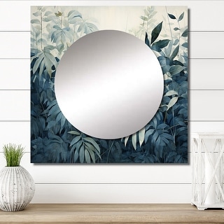 Designart "white and blue jungle expression" Jungle Wall Mirror ...