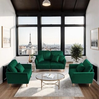 Artsy 3 Pieces Sectional Sofa Set, Tufted Couch Sofa Armchair with ...