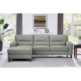 Hydeline Elm Top Grain Leather Sectional Sofa with Chaise, Feather ...