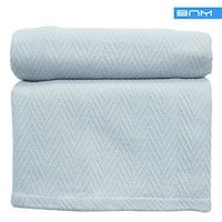 All Season Cotton Chevron Weave Blanket Queen Light Blue - Bed Bath ...