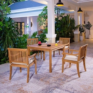 Cambridge Casual Chara 5-piece Teak Outdoor Dining Set with Rectangular ...